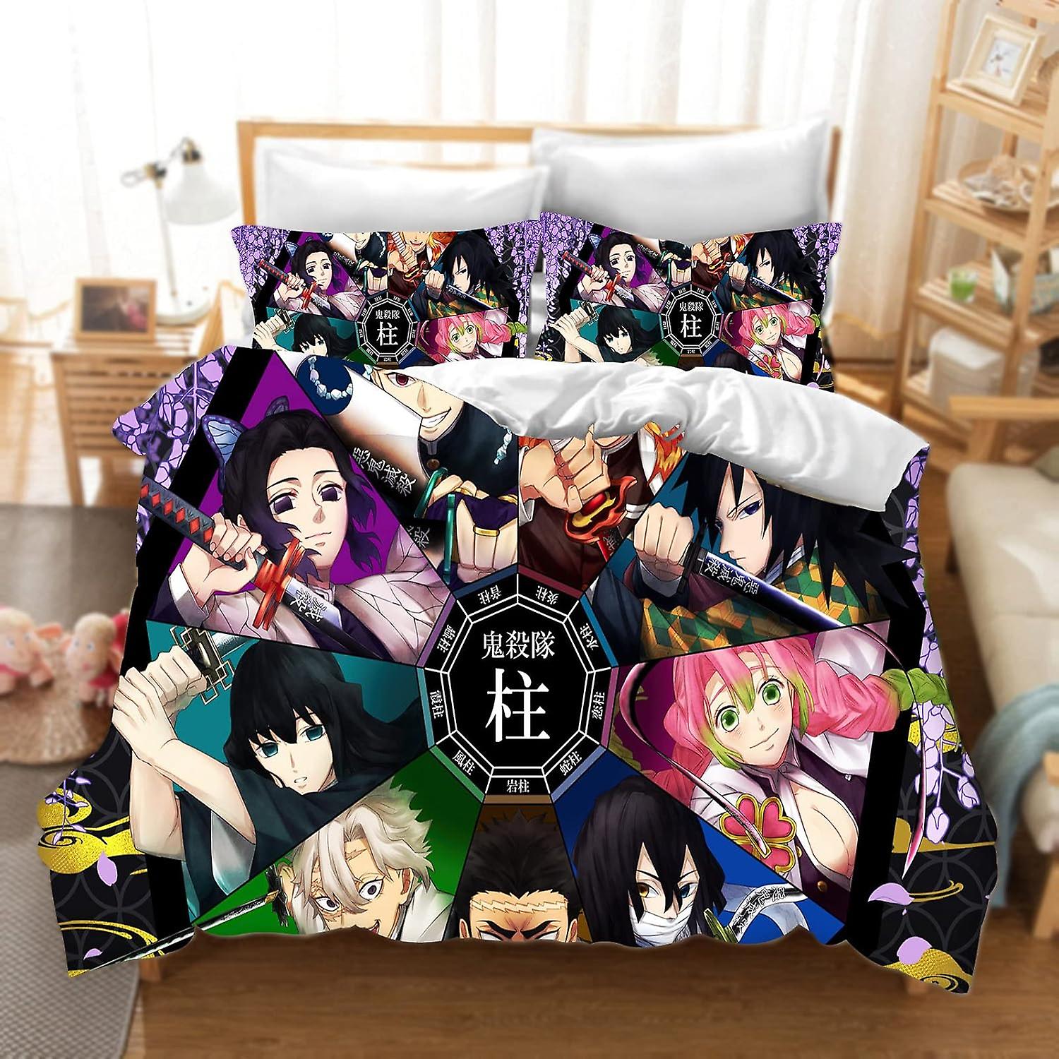 DDONVG Demon Slayer Bed Linen, 135 x 200 cm, Japanese Anime Duvet Cover ...