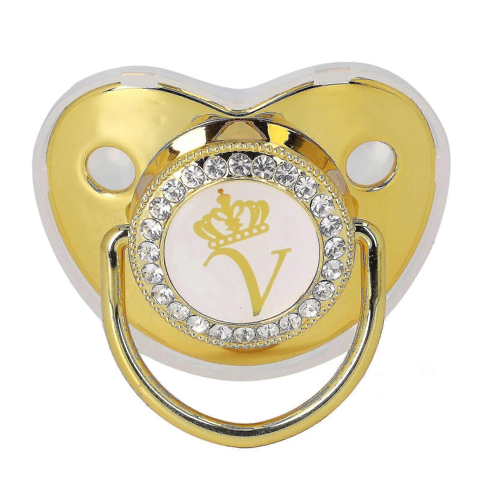 Baby Pacifier Infant Portable Exquisite Golden Crown Letter Rhinest ...