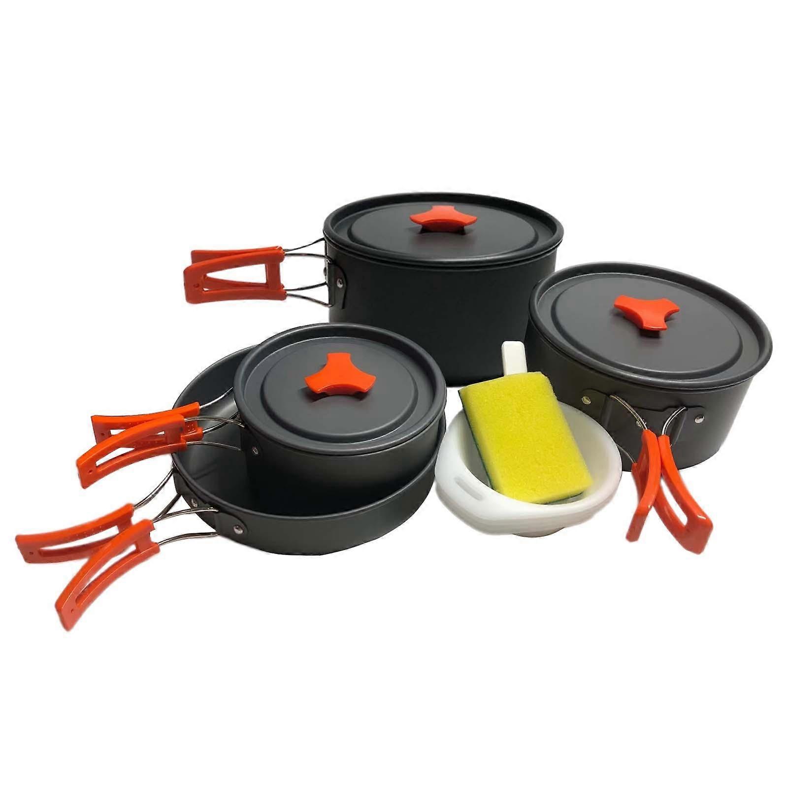 Camping Cookware Set for Campfire Portable Cooking Pot for BBQ Family ...