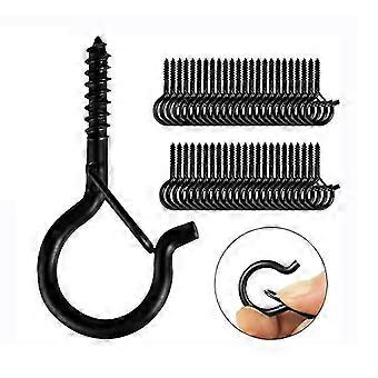 Skruekroge, vægmonterede loftkroge, udendørs sorte kroge til ophængning ...