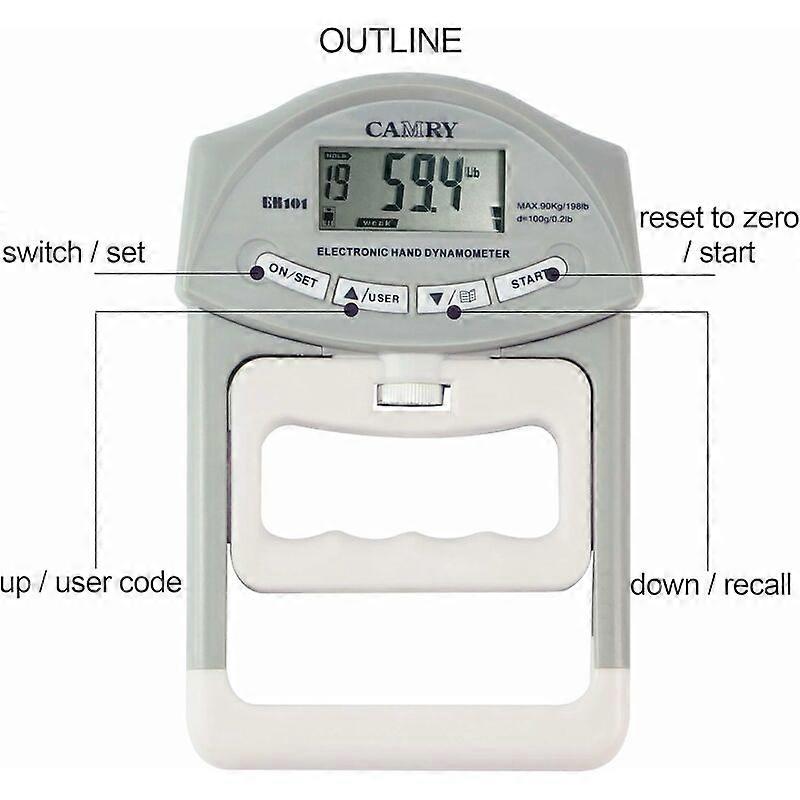 Camry Digital Grip Strength Gauge Dynamometer Automatic Recording 200 ...