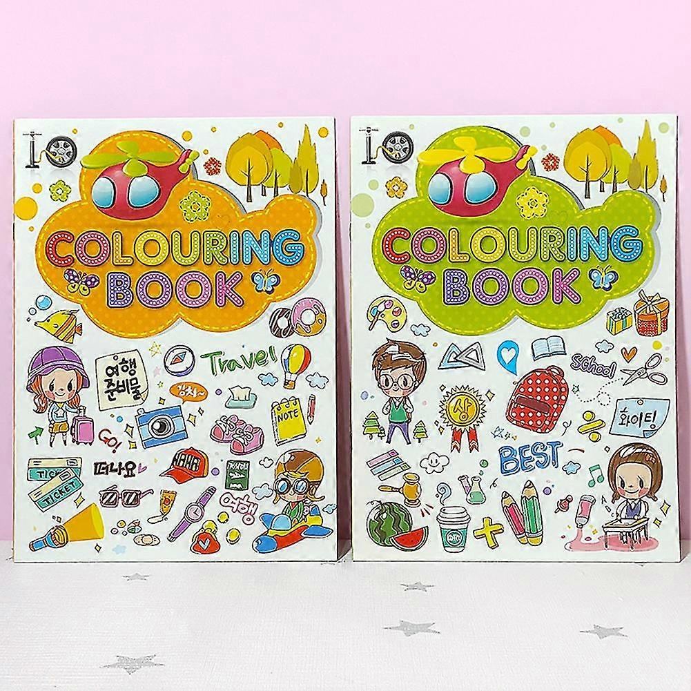 Lovely Cartoon Doodles Coloring Books Portable Color Filling Books For ...