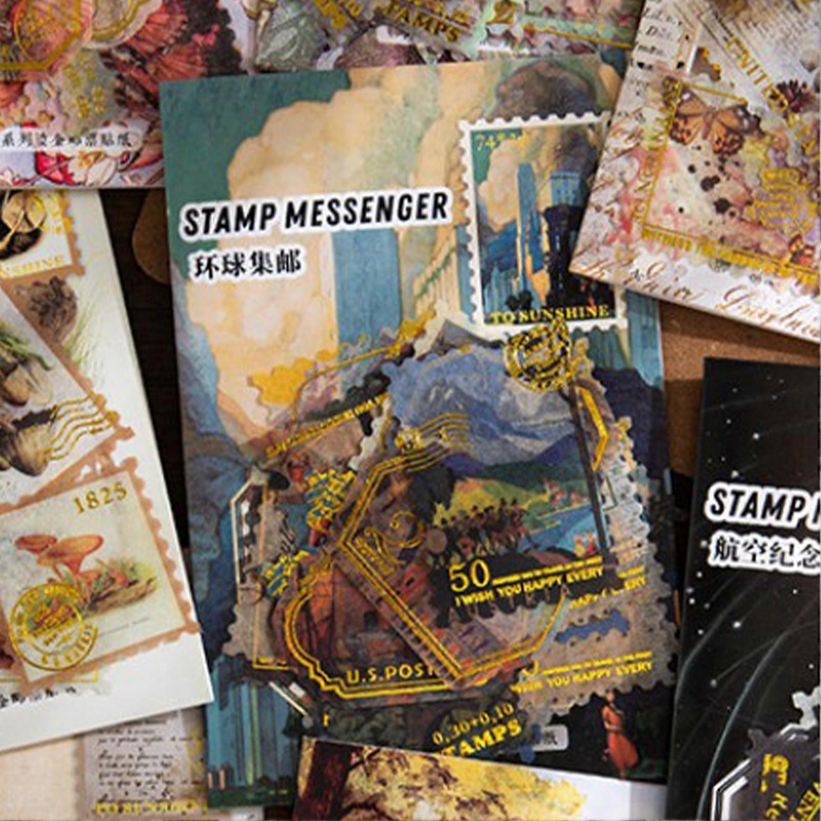 40 Pieces Post Stamp Stickers DIY Art Crafts Decorative Vintage Postage ...