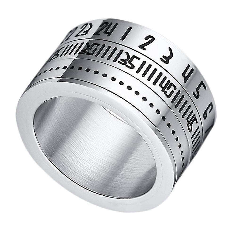 Rotating Ring Titanium Steel Arabic Numerals Calendar Clock Ring Men ...