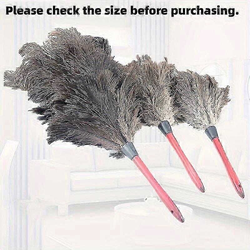 Deluxe Ostrich Feather Duster Brush with Wooden Handle - Effective Anti ...