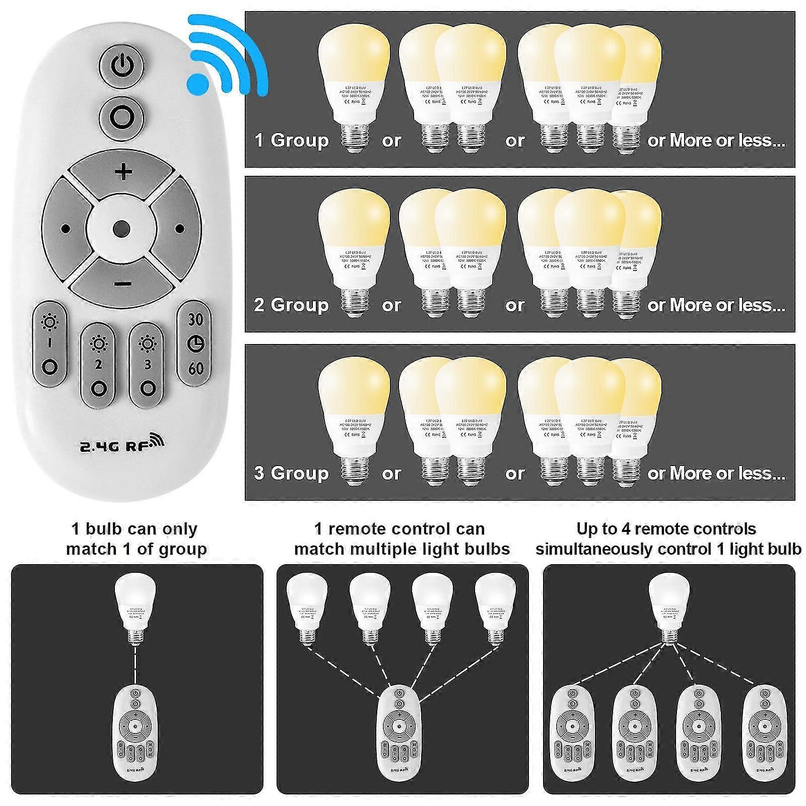 E27 led dimmable light bulbs ac85-265v 6/9/12w wireless remote rf bulbs ...