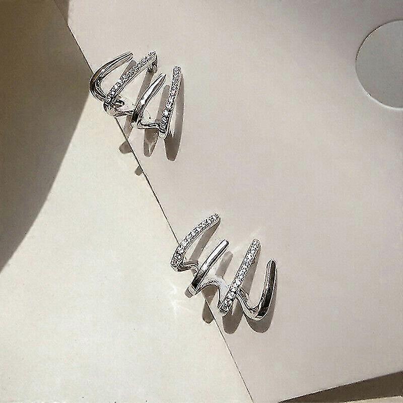 1 Pair Rhinestone Needle Stud Earrings Shiny Four Claws Earring ...
