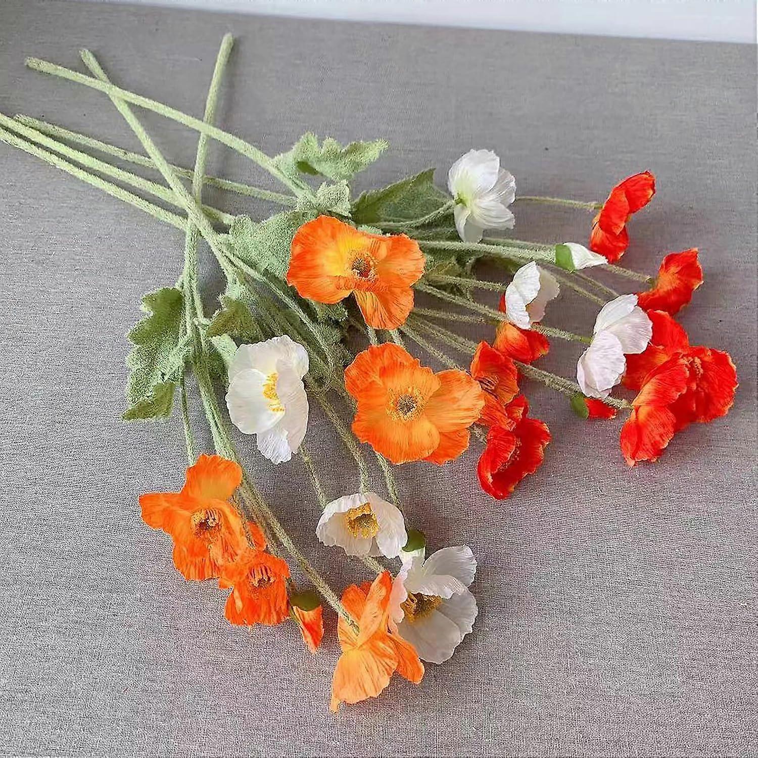 SBSG 6pcs Artificial Poppy Flowers Silk Fake Poppy Flowers Spring ...