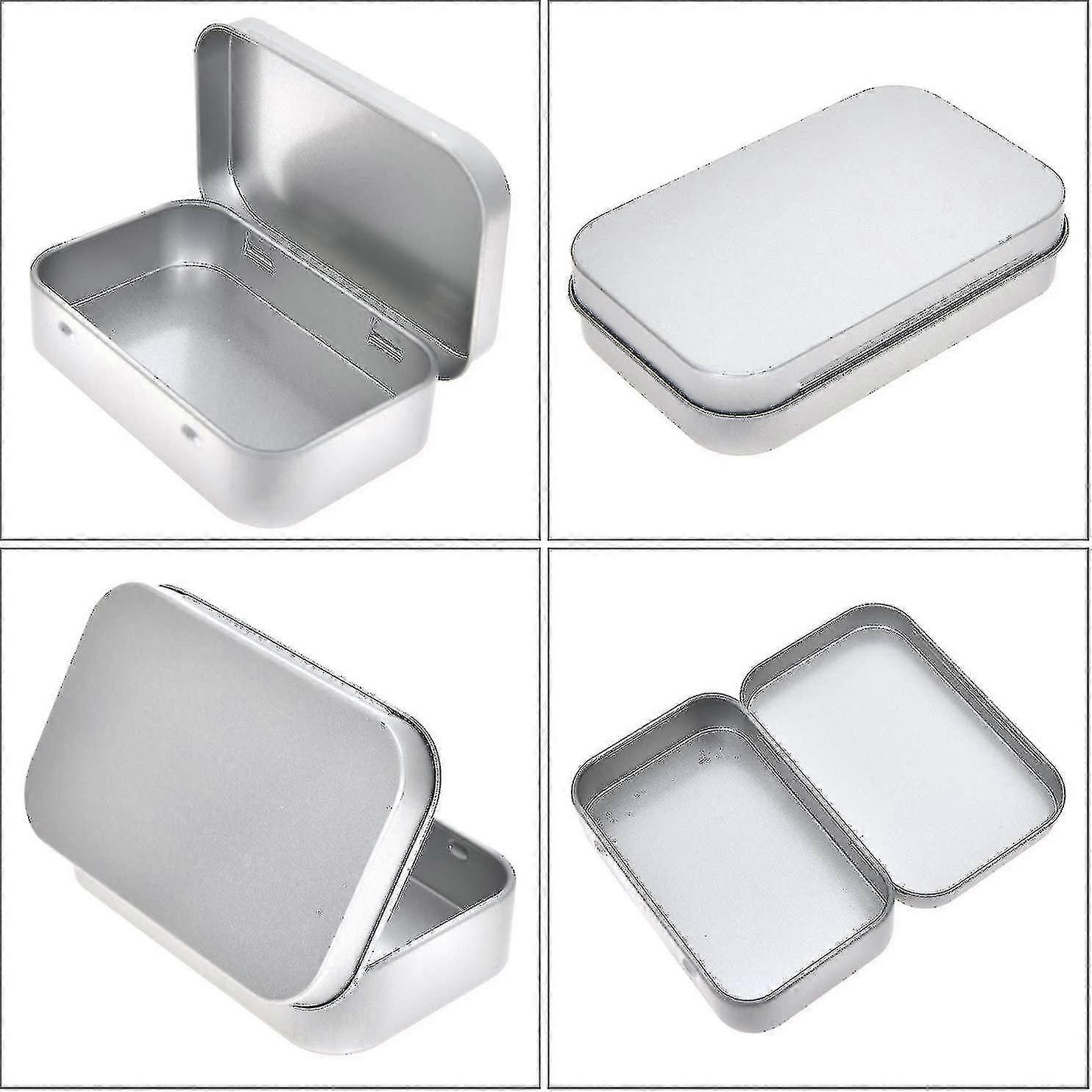 Metal Rectangular Empty Hinged Tins - 30 Pack Silver Mini Portable Box Containers Small Storage ...