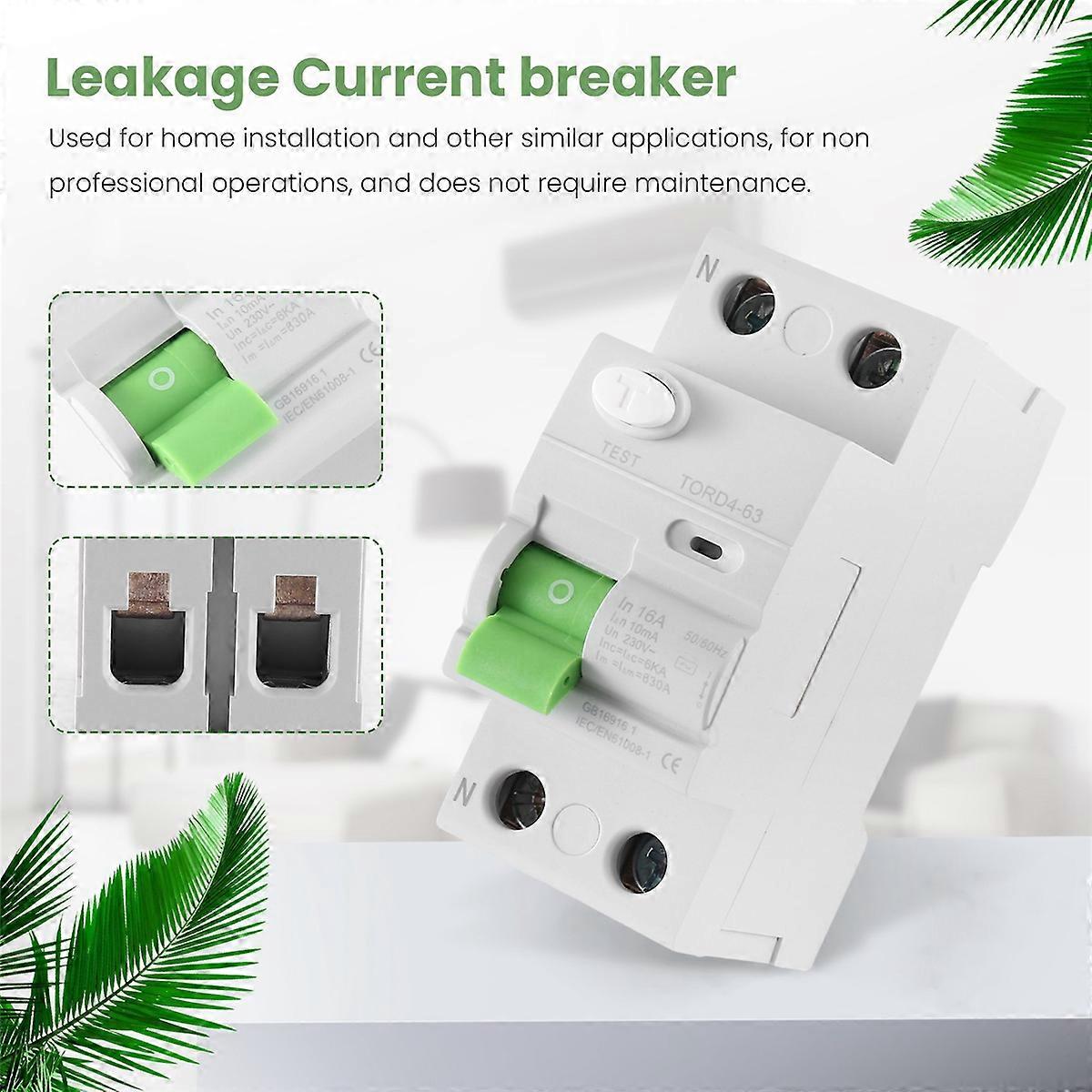 AC 2P 6KA RCCB RCD 230V Residual Current Circuit Breaker Differential Breaker Safety Switch ...