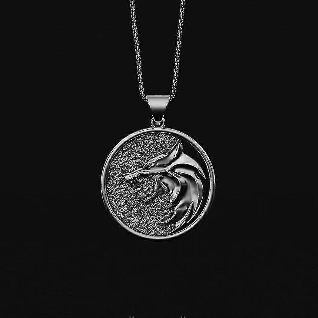 Witcher Geralt of Rivia Medallion White Wolf Necklace for Men Women ...