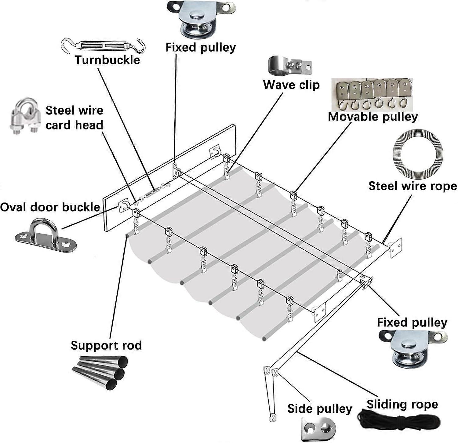 Retractable Wave Shade Sails Telescopic Canopy Pergola Cover With ...
