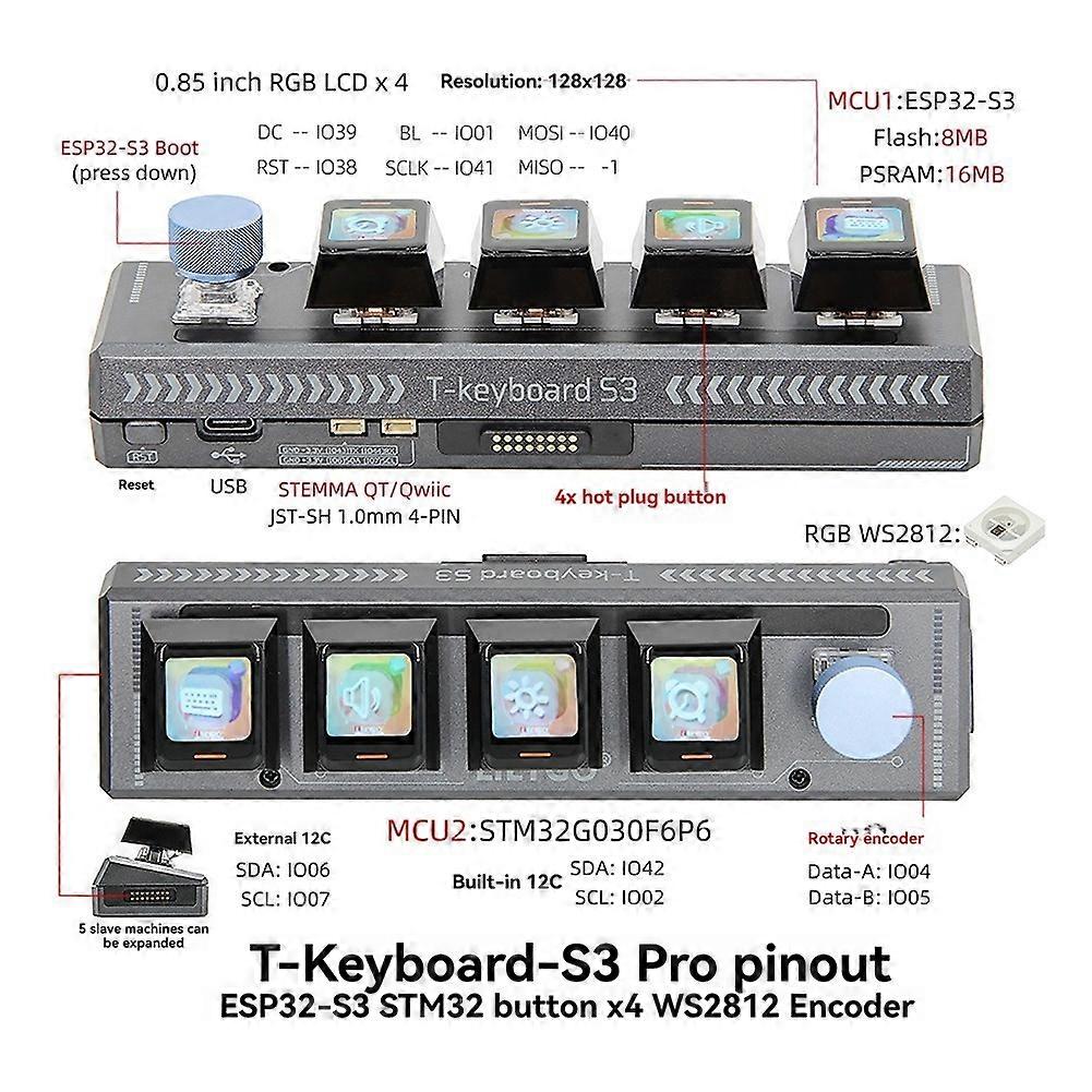 LILYGO T-Keyboard-S3 Pro ESP32-S3 Keyboard Development Board 0.85-Inch LCD Button WiFi Bluetooth ...