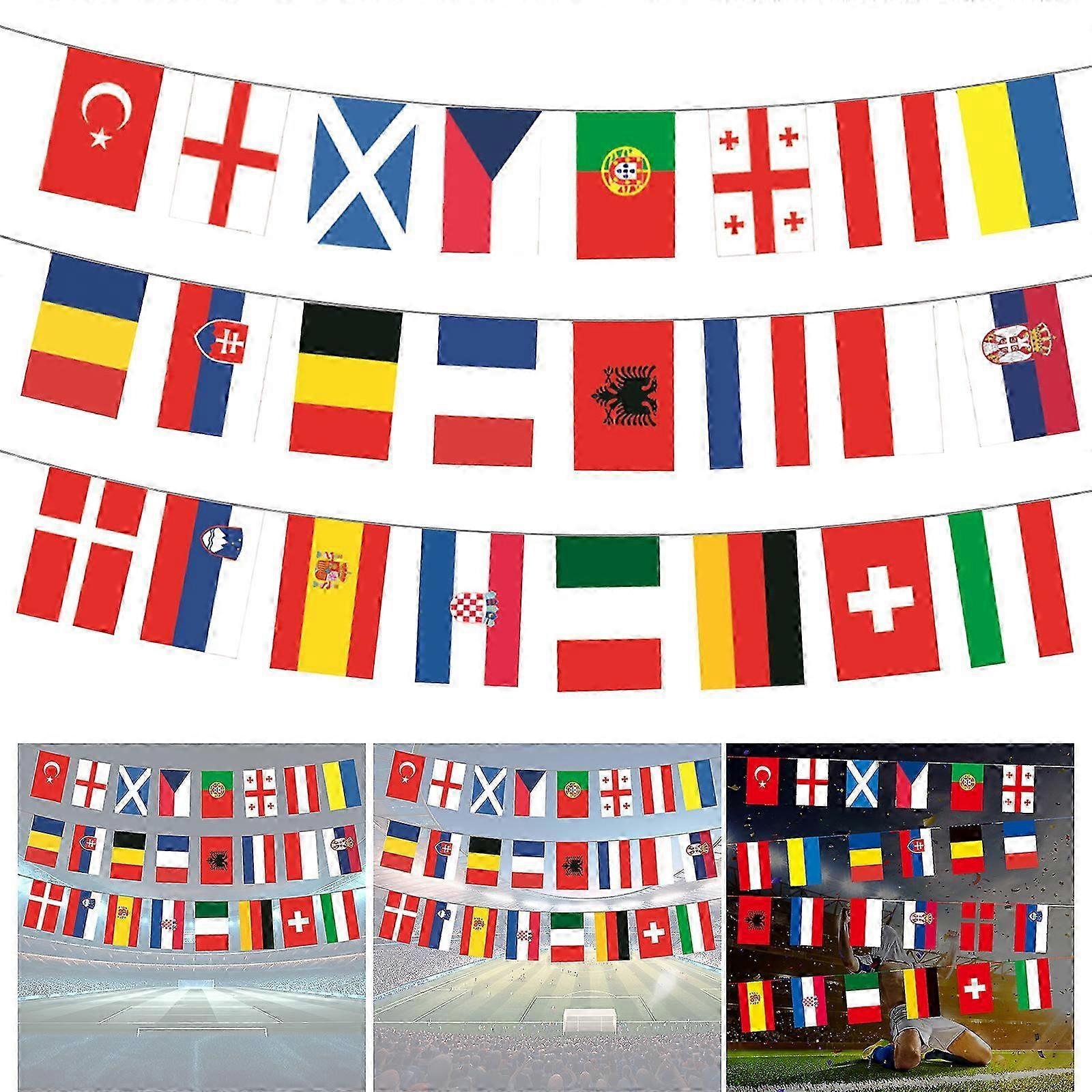 2026 2024 European Football Flags 24 Countries Bunting Flags Outdoor ...