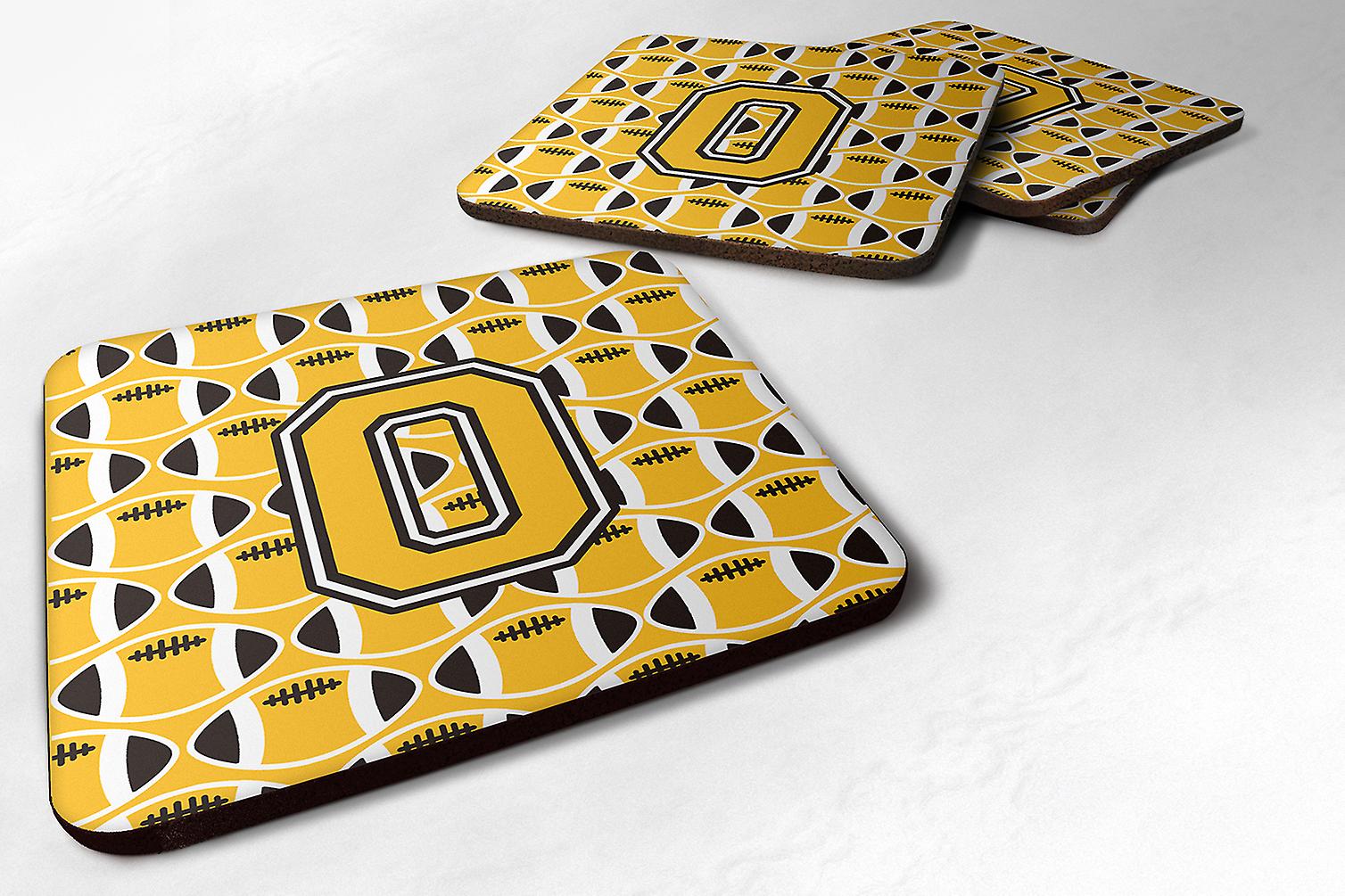Letter O Football Black, Old Gold and White Foam Coaster Set of 4 ...