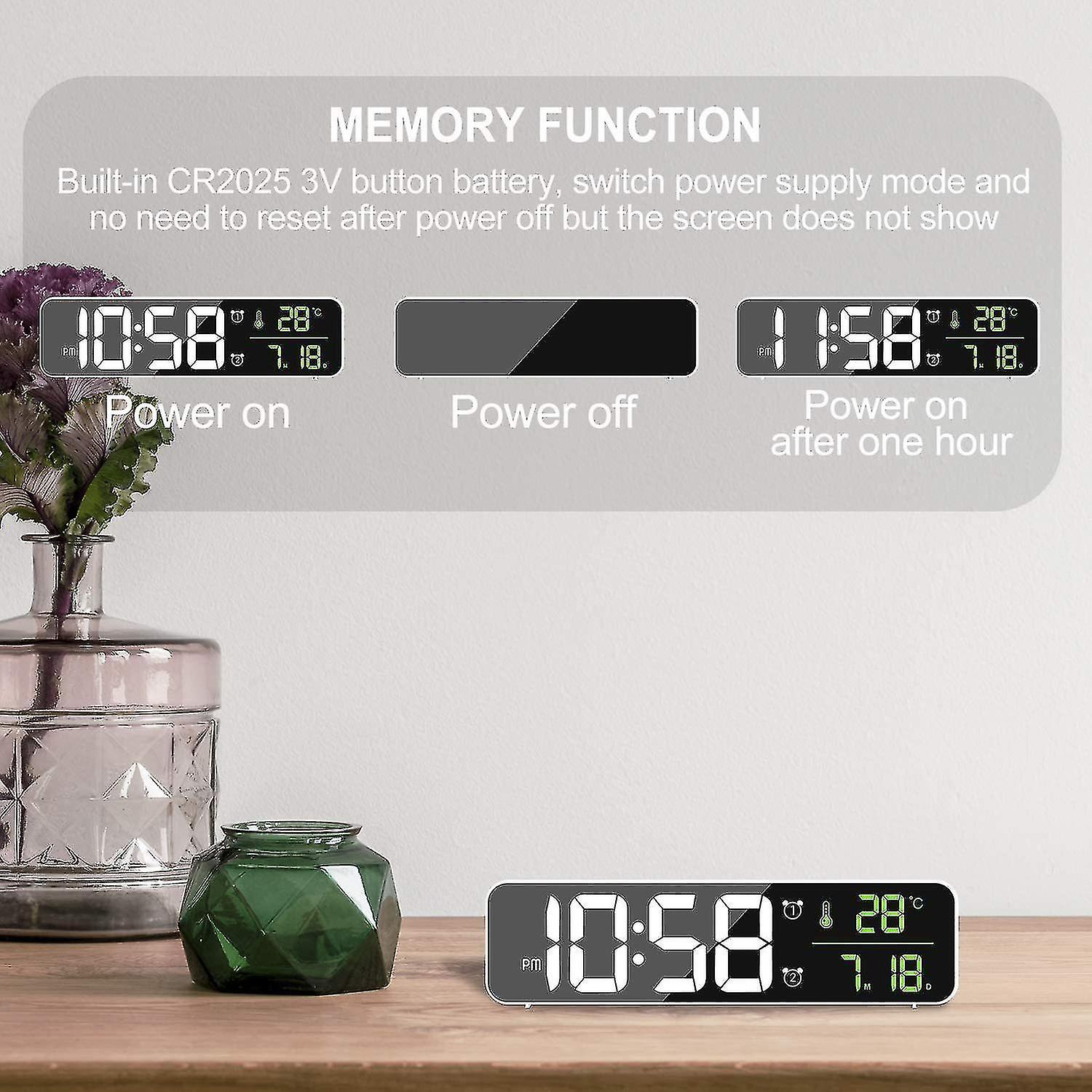 Digital Alarm Clock, Morning Alarm Clock Led Wall Clock Large Screen ...