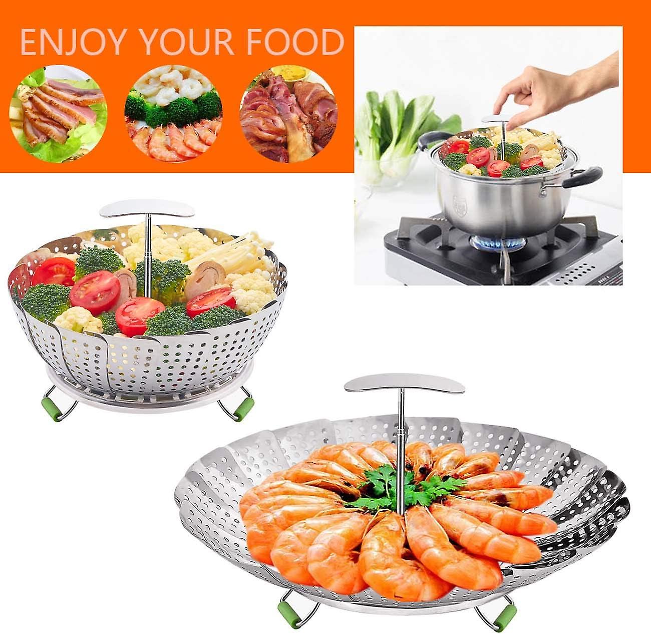 Food Steamer Basket, Stainless Steel Kitchen Steamer Collapsible ...