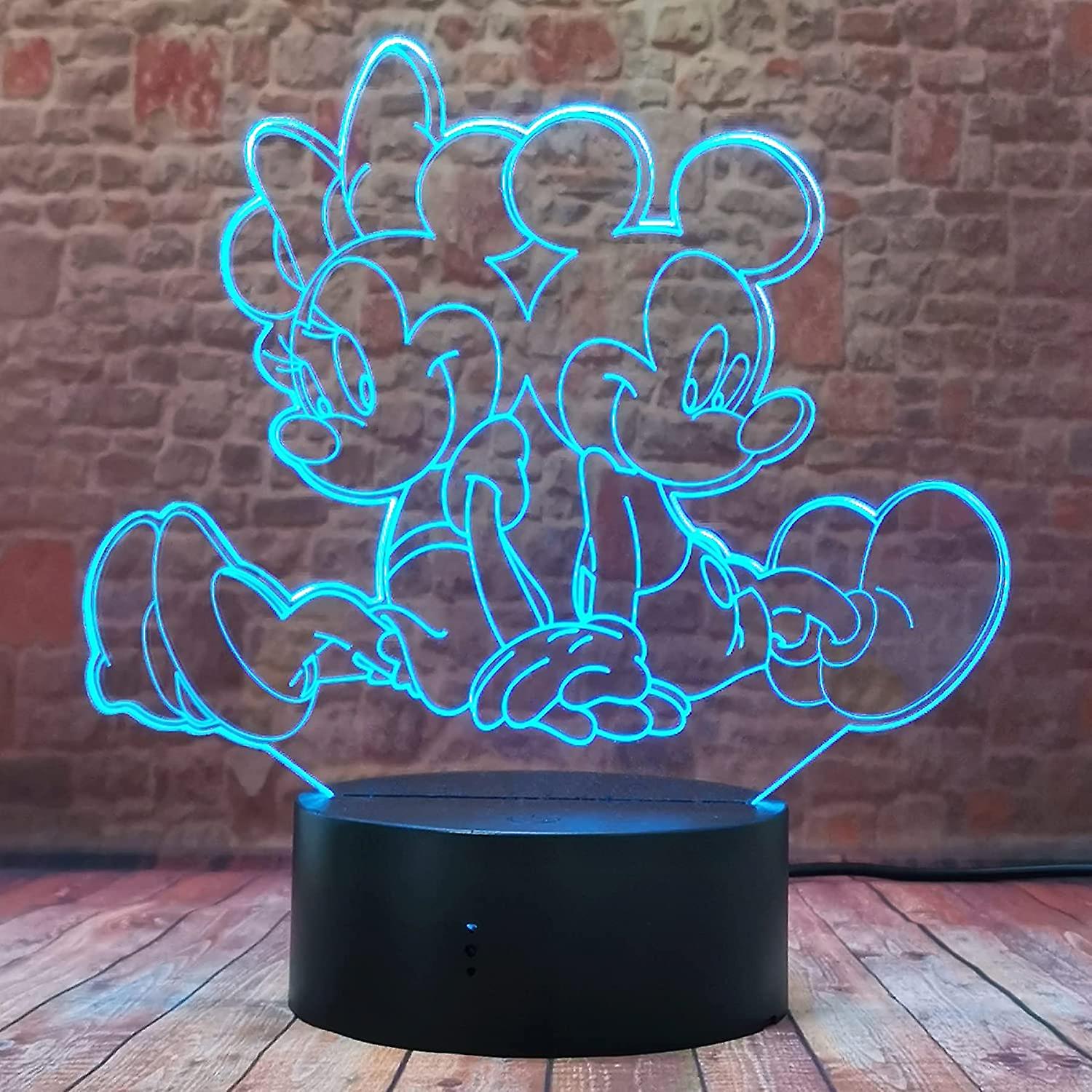 Liangnv Mickey Minnie Figurines Fairy Light 3d Cartoon Mouse Automatic ...