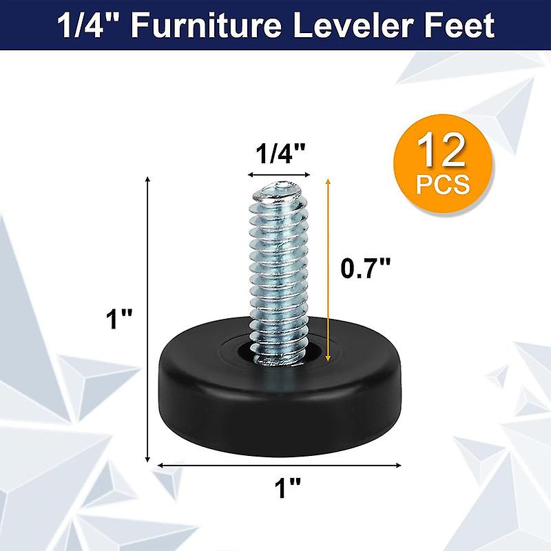 12Pcs 1/4" Thread Furniture Feet Levelers Adjustable Furniture Feet ...