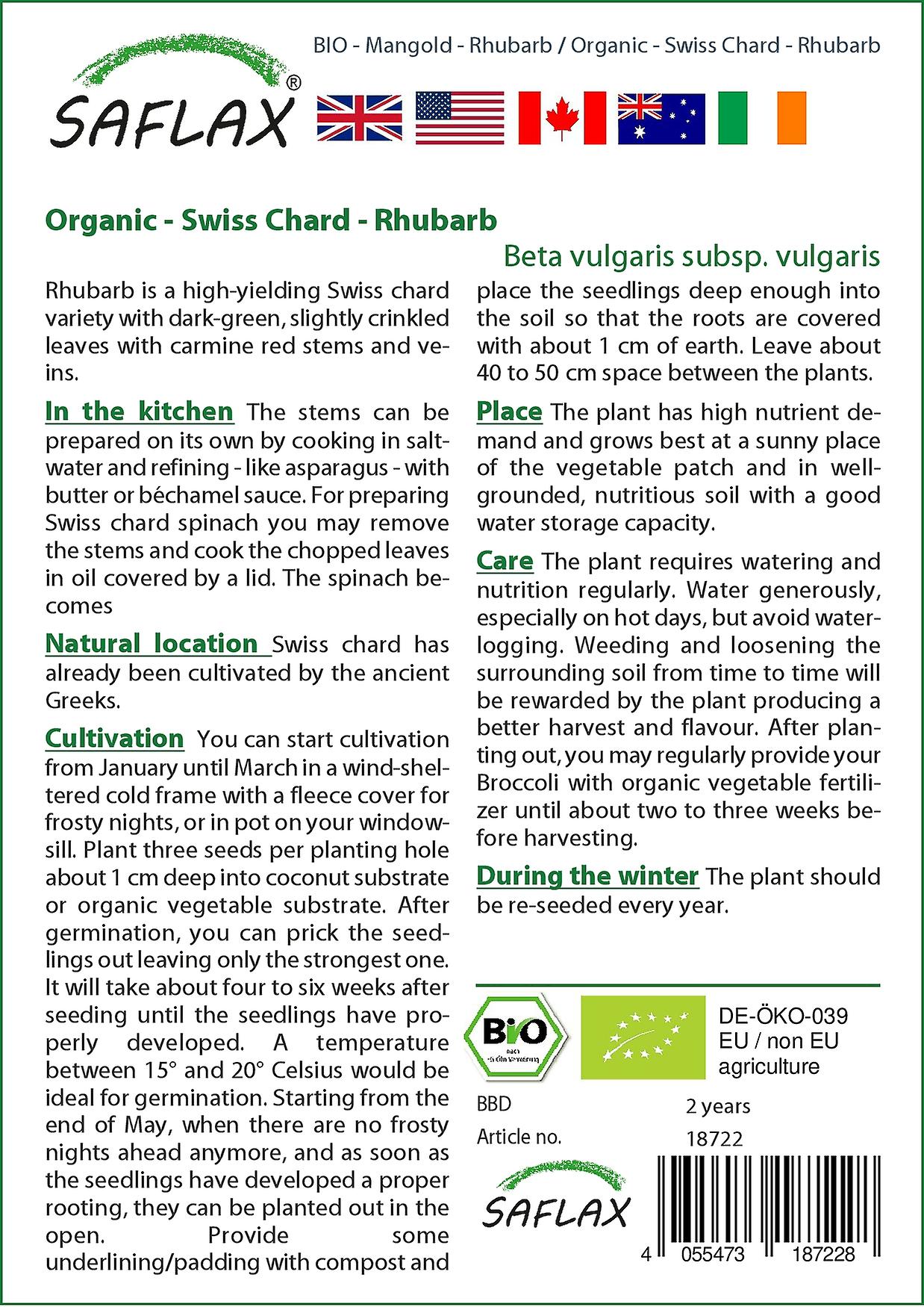 Saflax - 50 graines - avec de la terre - bio - blettes - rhubarbe - BIO ...