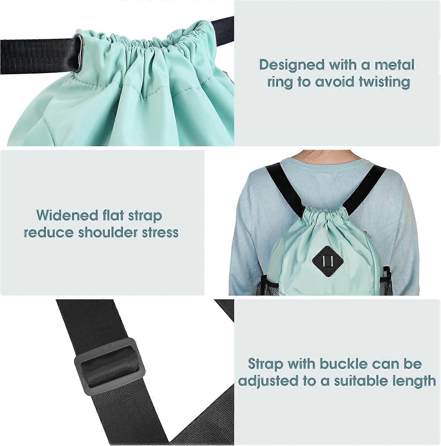 Drawstring Backpack Sports Gym Bag with Shoes Compartment, Water ...