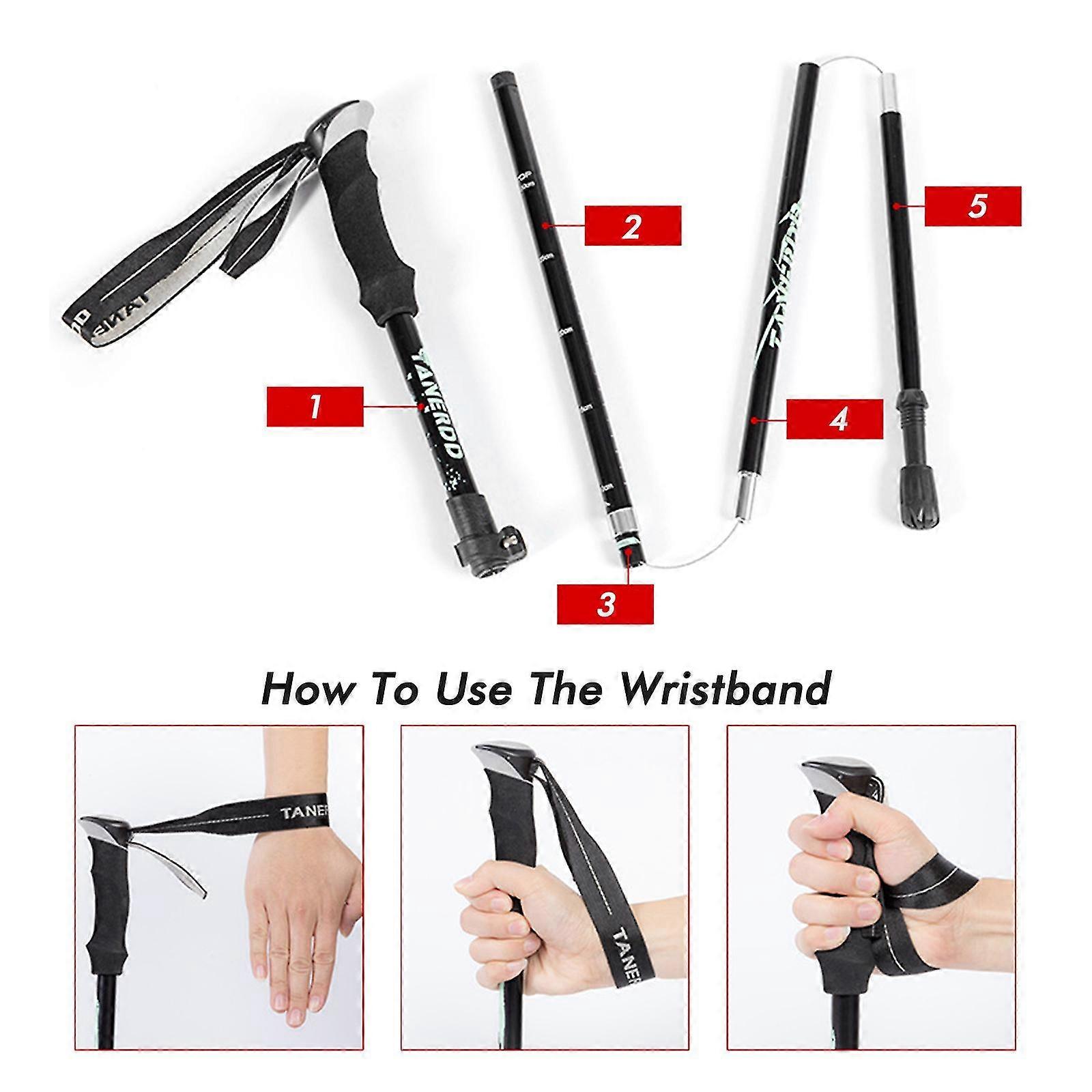 Foldable Stick Walking Hiking Pole For Outdoor Trekking, Aluminum Alloy ...