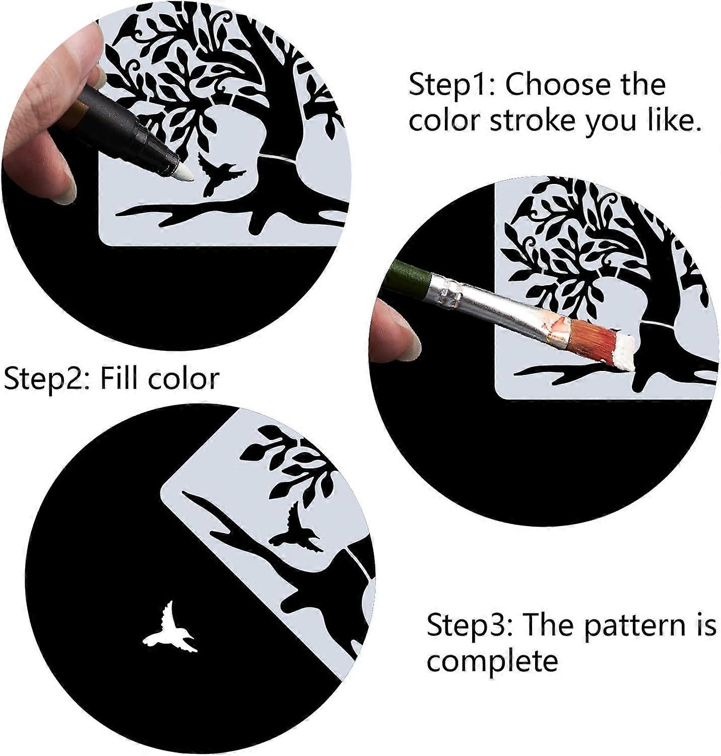 12"X12" Large Tree of Life Stencil Template Reusable Square Bird on ...