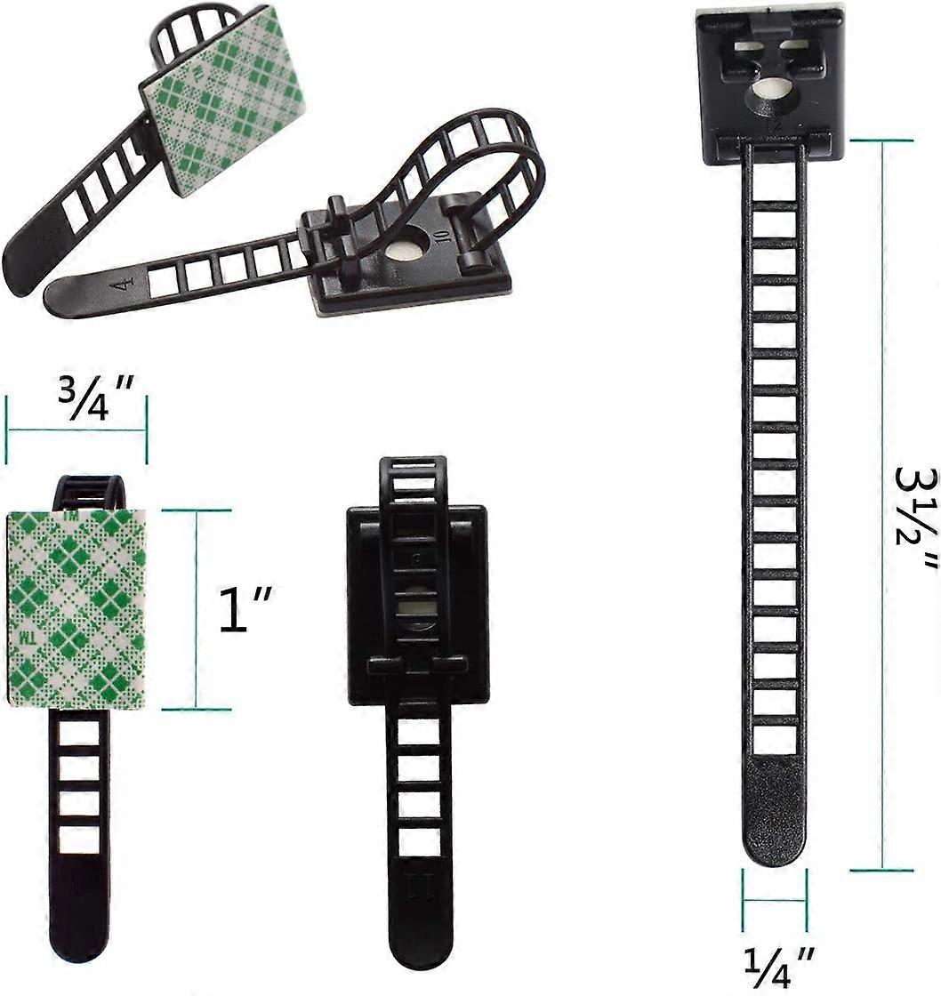 50 pieces adhesive cable ties adhesive cable ties adjustable nylon ...