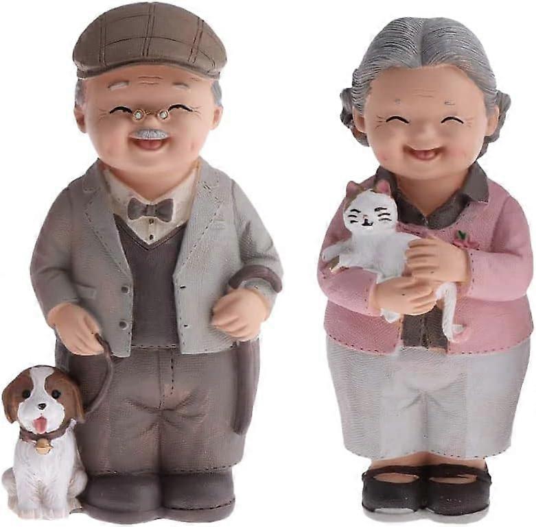 Elderly Couple Figurines Statue Resin Loving Grandparents Sculpture ...