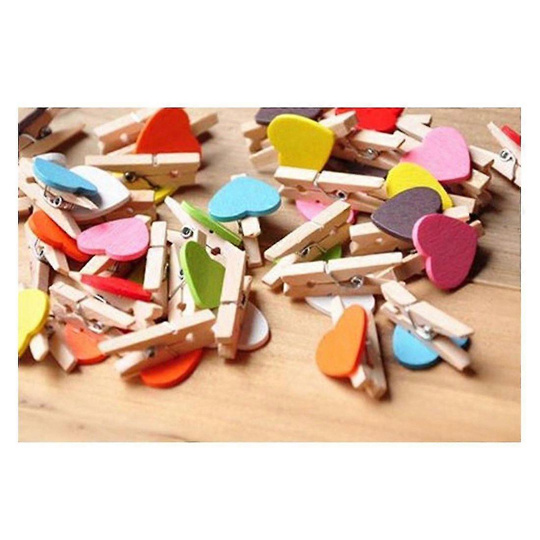 50pcs Mixed Colours Mini Wooden Peg Photo Paper Peg Craft Clips SENZHE ...