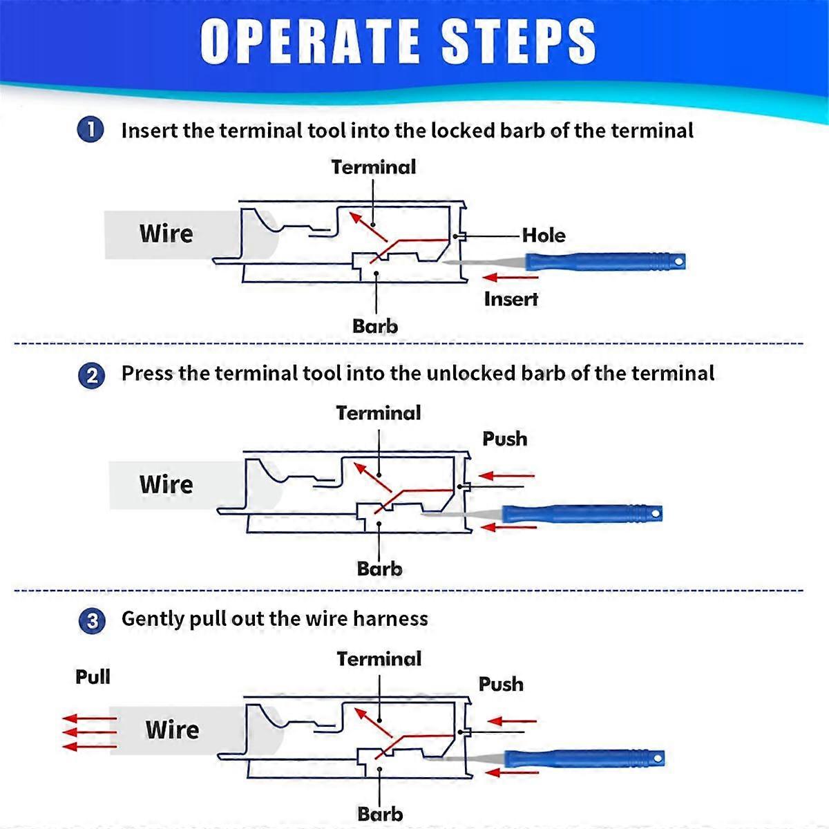 21Pcs Car Terminal Removal Tool Kit Cable Plug Remove Puller Electrical ...