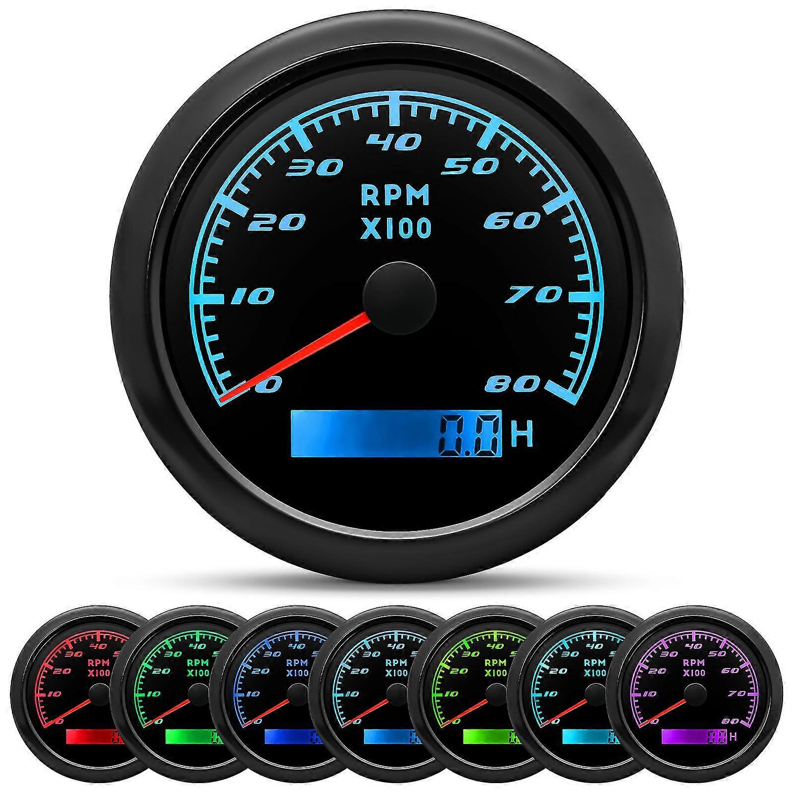 Waterproof Car Boat Tachometer Gauge 3000,4000,6000,7000,8000rpm Marine ...