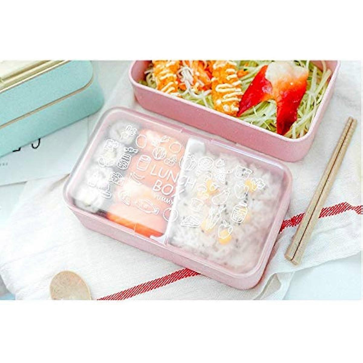 Box Lunch Box 2 Tiers BPA Free with Reusable Cutlery Japanese Style ...
