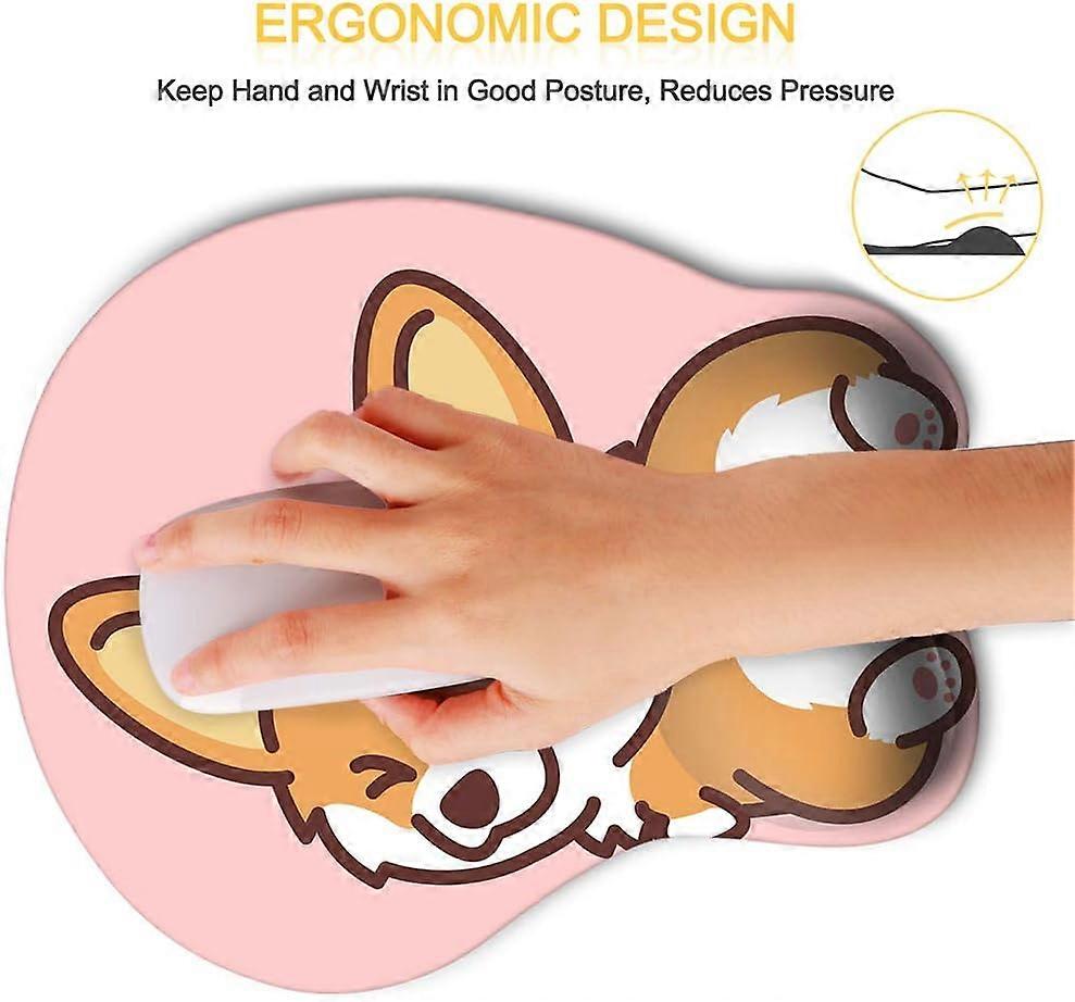 Ergonomic Pink Mouse Pad with Wrist Support,Non-Slip Backing Corgi ...
