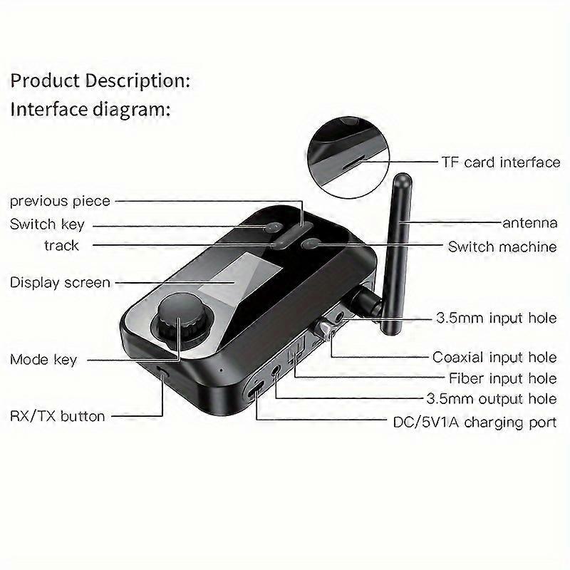 Wireless 5.0 Audio Adapter with TF Card MP3 Playback - Transmit ...