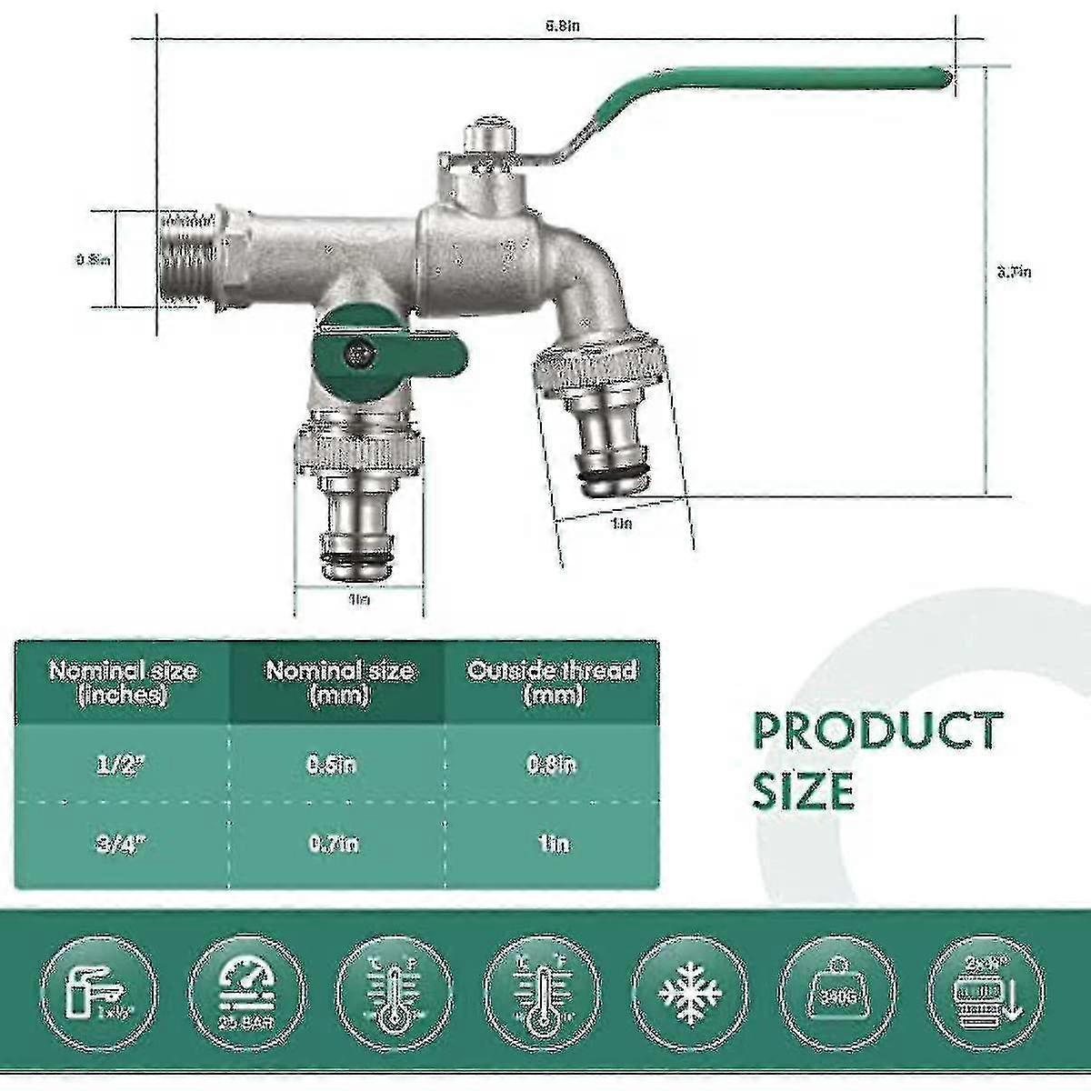 Premium Brass Double Water Tap 12 Inch Garden Tap Double Water Tap With ...