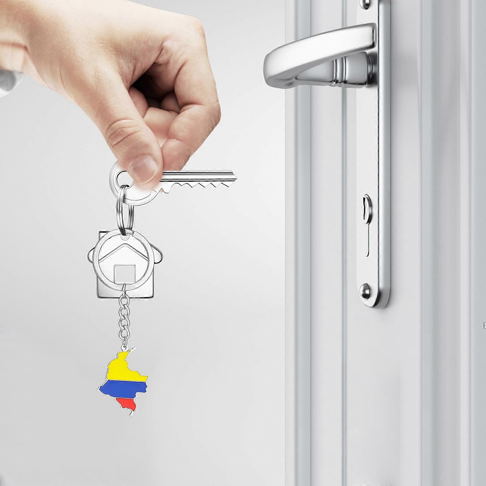 Colombian Map Flag Keychain Men Women Keyring Titanium Steel Key Chains ...