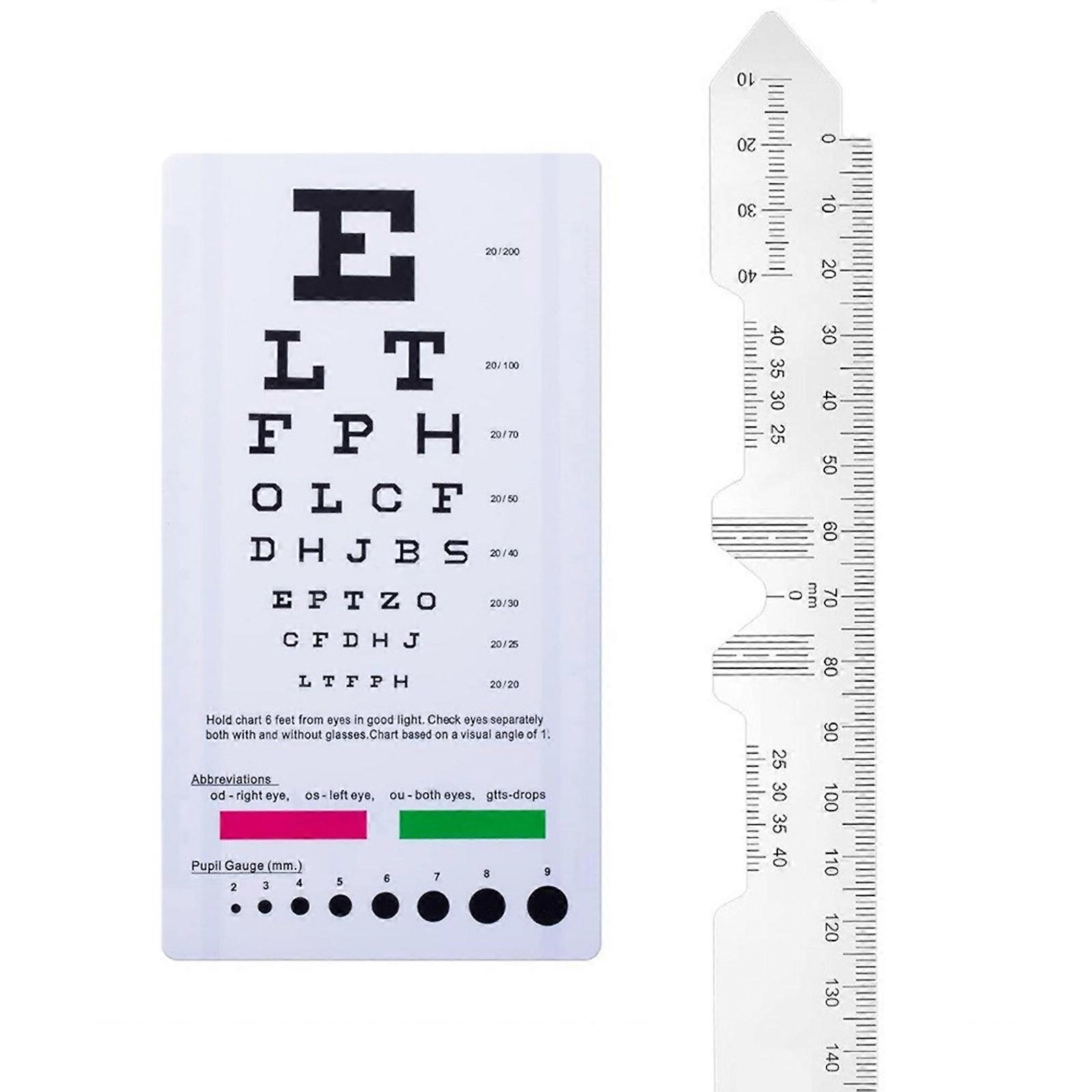 PD Ruler Eye Chart Eye Occluder Pocket Double Side Eye Chart Eye Test ...