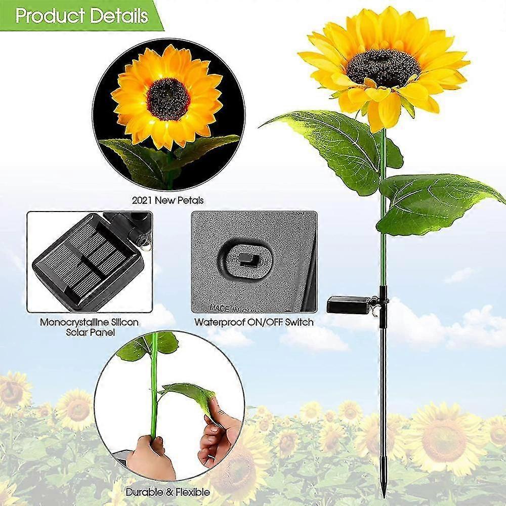 2 Pack Solar Sunflower Lights, Outdoor Decoration, Suitable For Garden ...