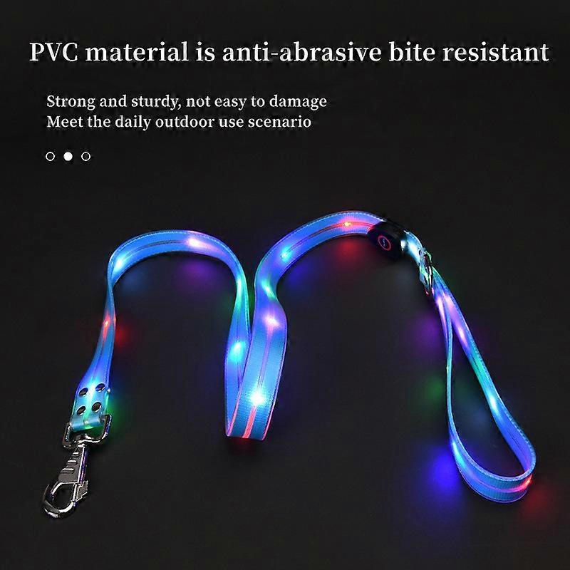 Pet light-up collar leash LED flashing collar USB charging dog walking ...