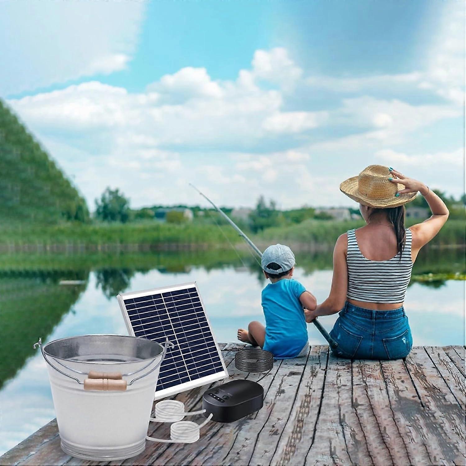 15W Solar Powered Fish Tank Oxygen Pump 4400mAh Battery Backup, 3 ...