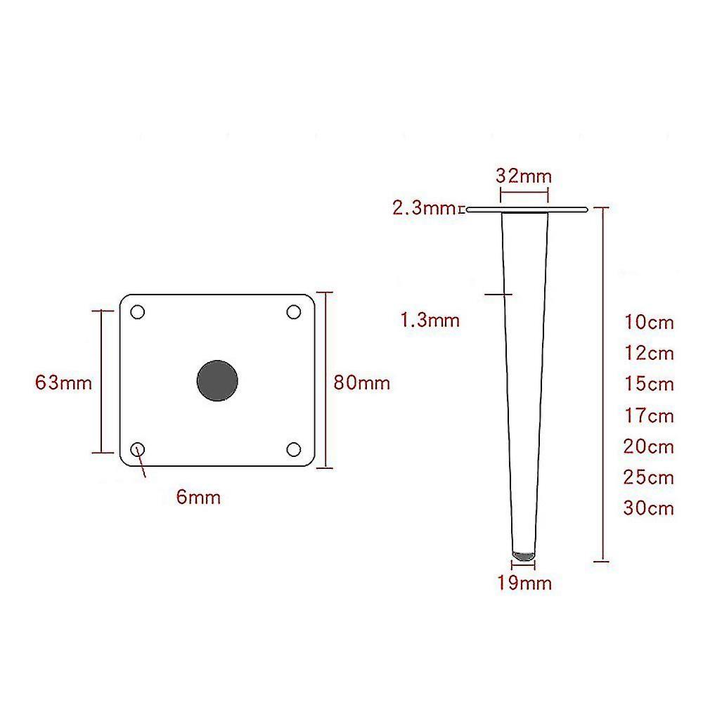Set Of 4 Furniture Legs, Tilt Sofa Leg, Table Leg Cabinet Legs Bedside ...