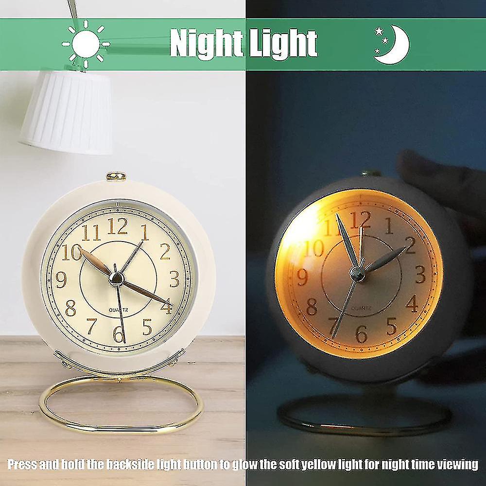 Small Table Clocks, Classic Non-ticking Tabletop Alarm Clock, Battery ...