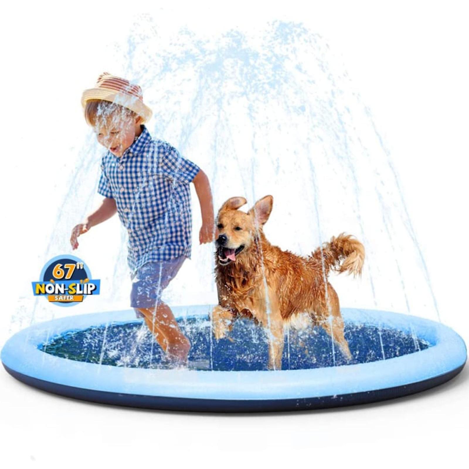 Kids Dog Splash Pad Sprinkler - Jasonwell Non Slip Dog Sprinkler Pad ...