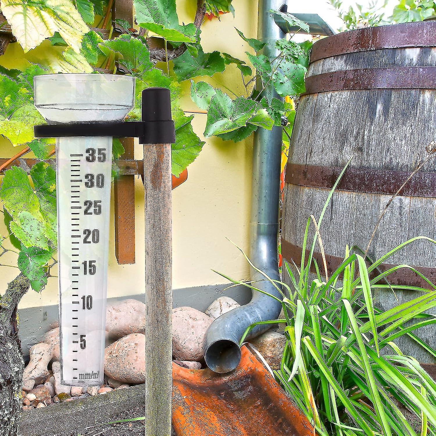 Relaxdays Rain Gauge Set Of 2 With Holder Garden Rainfall Measurer ...
