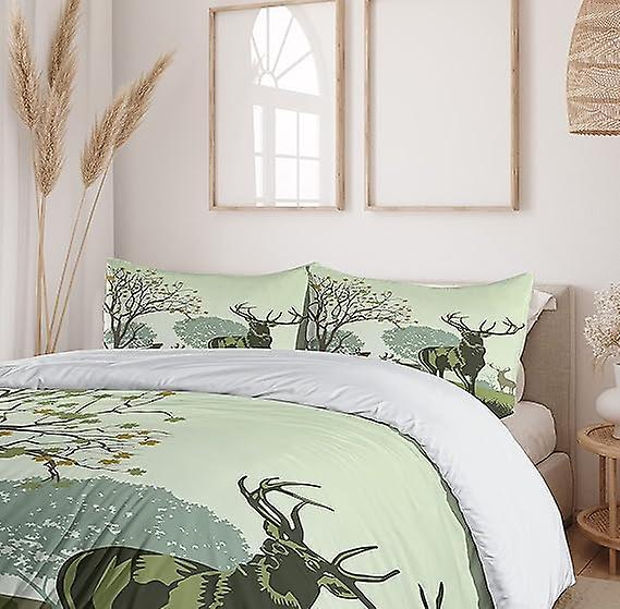 Antlers Duvet Cover Set Deer And Wildlife In Park World Natural ...