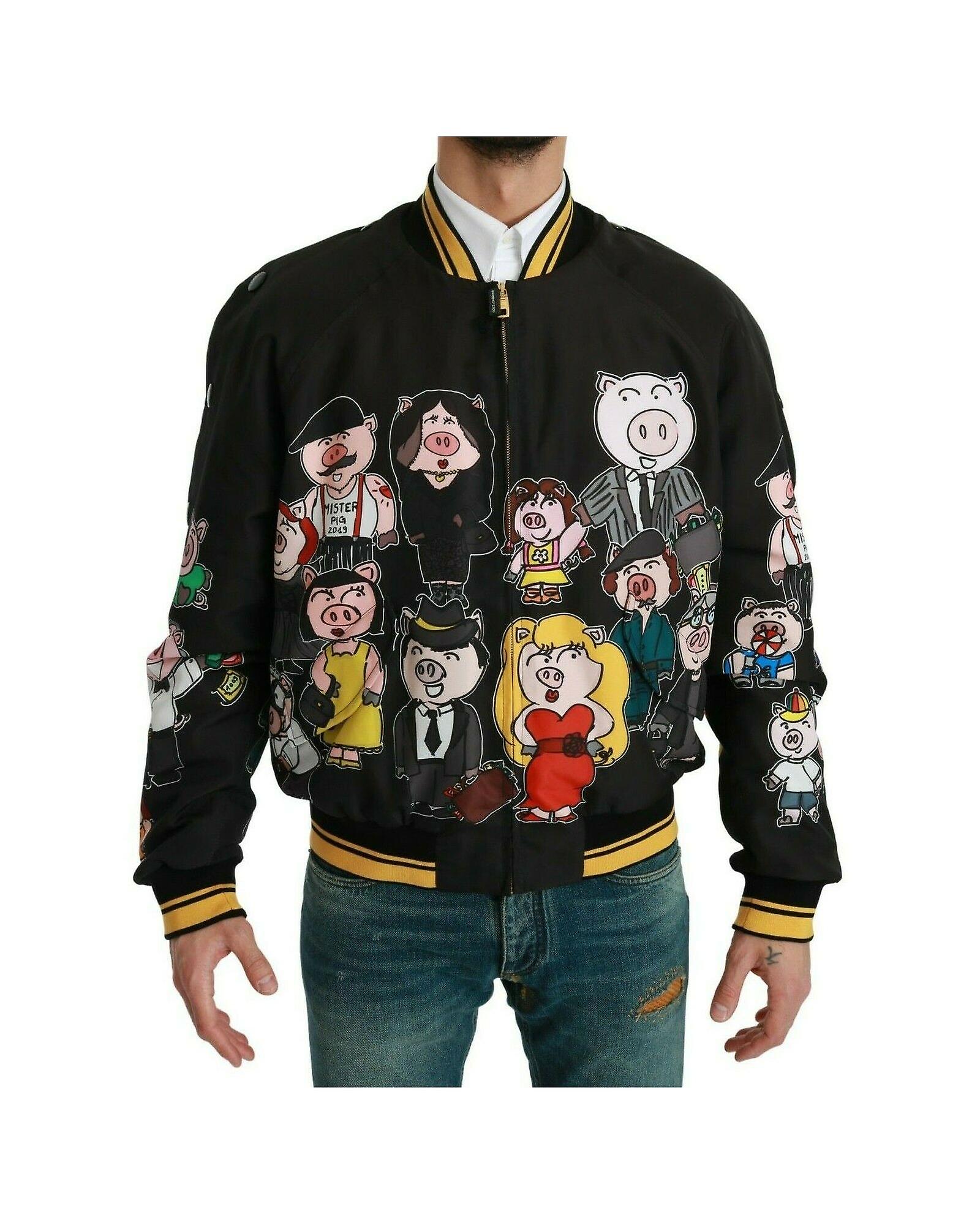 Dolce & Gabbana Men's Piggy Print Bomber Jacket - Black | Fruugo UK