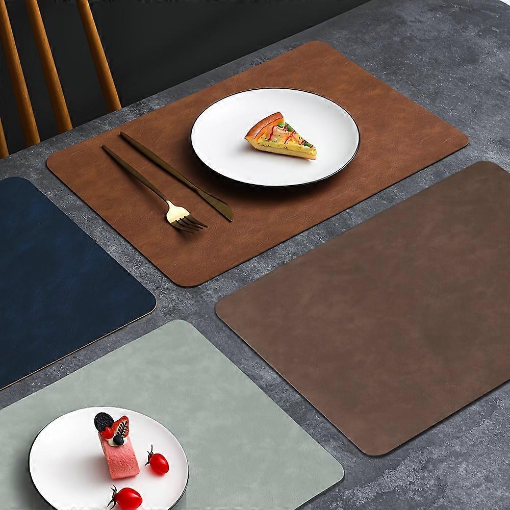 4pcs, Leather Placemats, Rectangular, Waterproof, Heat Insulated Table ...