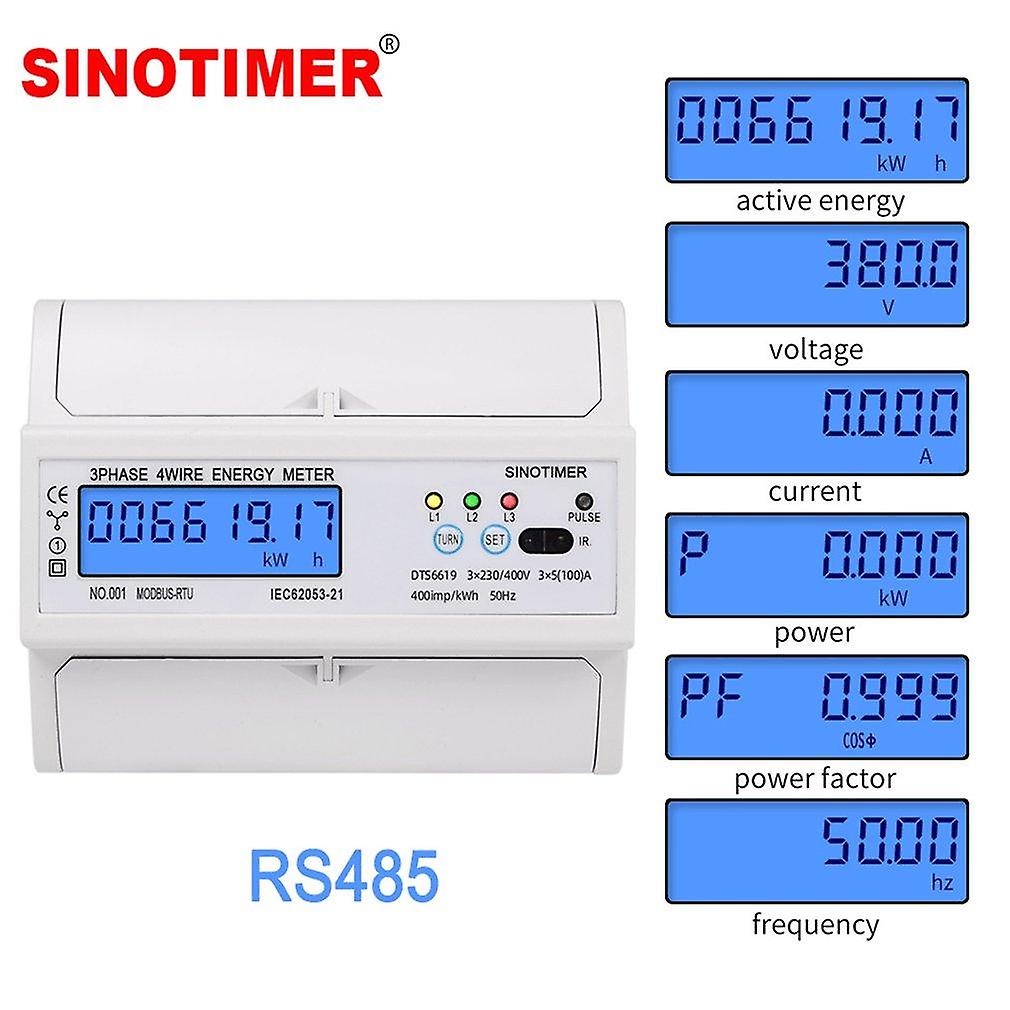 3 Phase 4 Wire RS485 Modbus 380V DIN Rail Energy Meter Digital ...