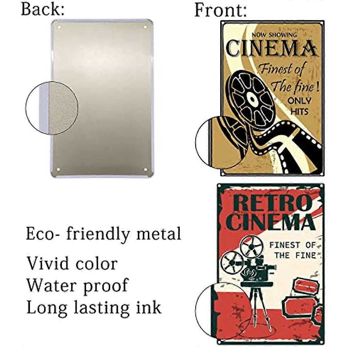 2pcs Retro Showing Cinema Sign Funny Tin Signs Vintage Wall Art Decor ...